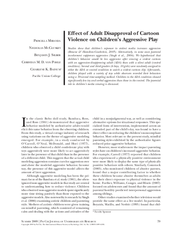 (PDF) Effect of Adult Disapproval of Cartoon Violence on Children's ...