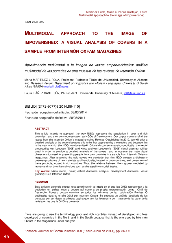 (PDF) Multimodal approach to the image of impoverished: a visual ...