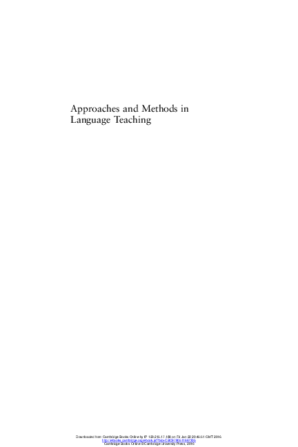 (PDF) Approaches and Methods in Language Teaching
