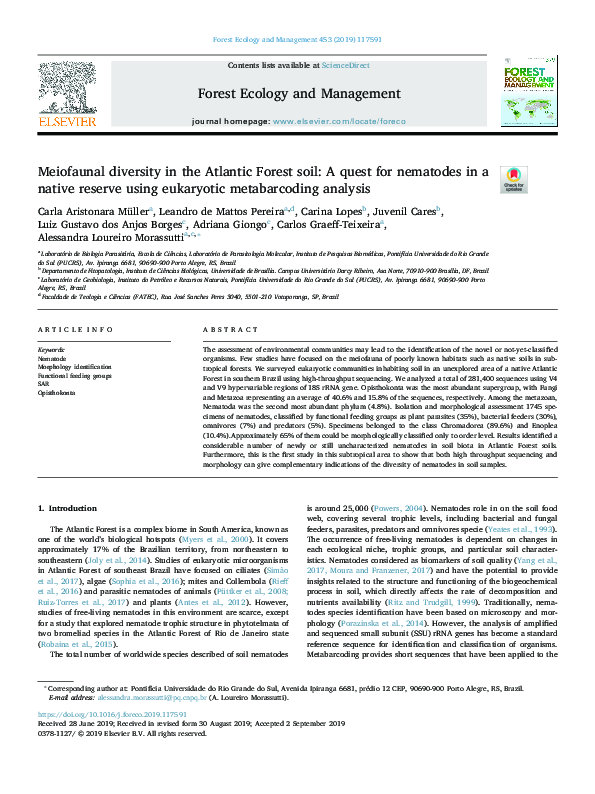 (PDF) Meiofaunal diversity in the Atlantic Forest soil: A quest for ...