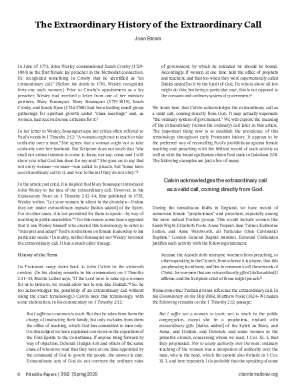 (PDF) The Extraordinary History of the Extraordinary Call