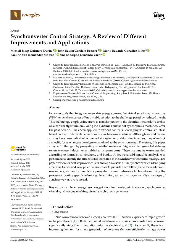 (PDF) Synchronverter Control Strategy: A Review of Different Improvements and Applications