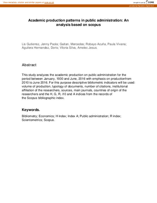 (PDF) Academic production patterns in public administration: An ...