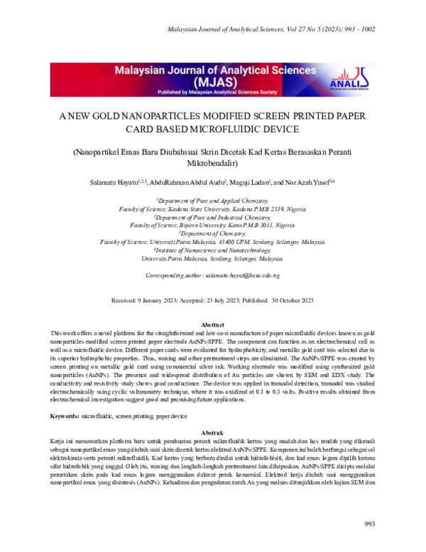 (PDF) A NEW GOLD NANOPARTICLES MODIFIED SCREEN PRINTED PAPER CARD BASED ...