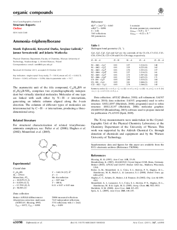 (PDF) Ammonia–triphenylborane