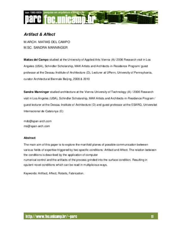 (PDF) Artifact & Affect