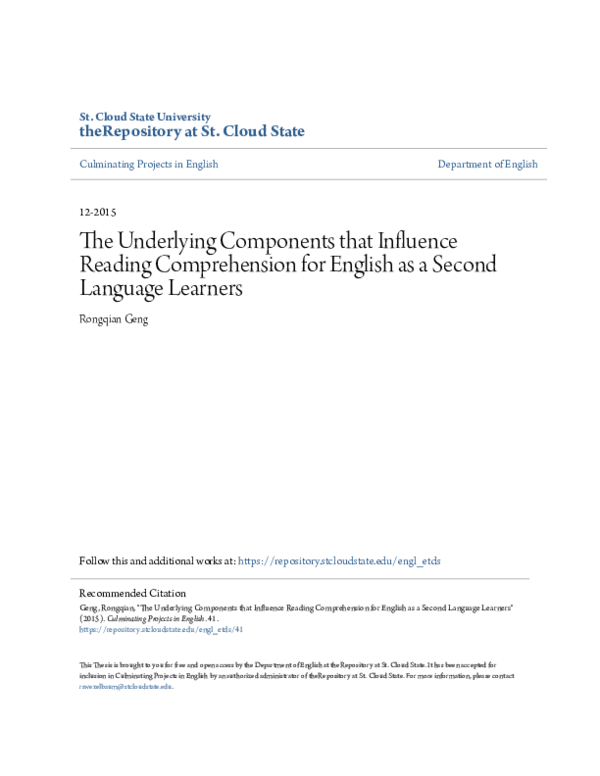(PDF) The Underlying Components that Influence Reading Comprehension ...