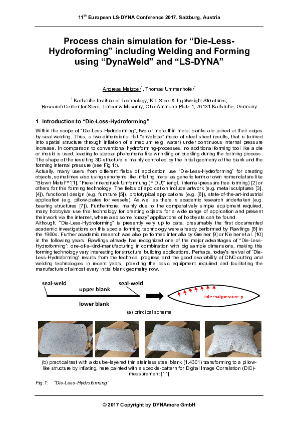 (PDF) Process chain simulation for “Die-Less-Hydroforming” including ...