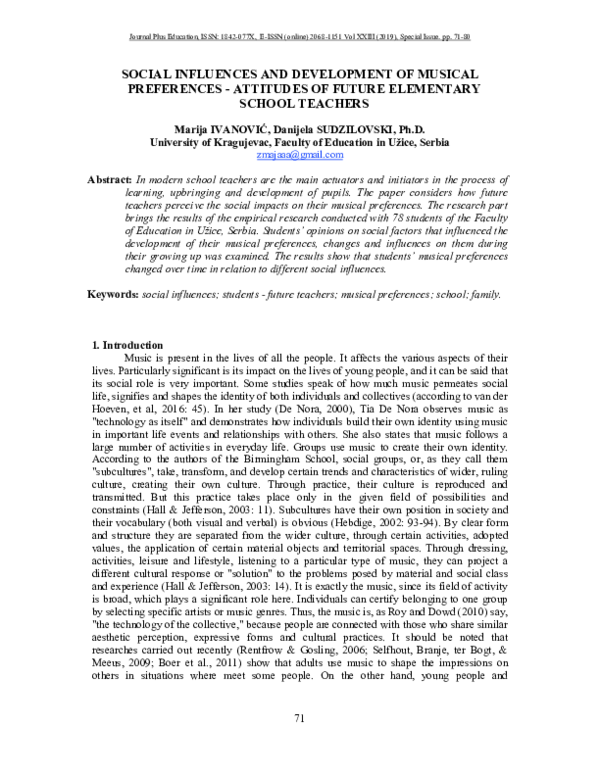 (PDF) Social Influences and Development of Musical Preferences ...