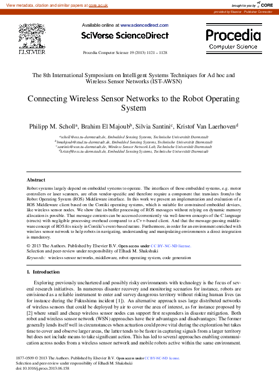 (PDF) Connecting Wireless Sensor Networks to the Robot Operating System