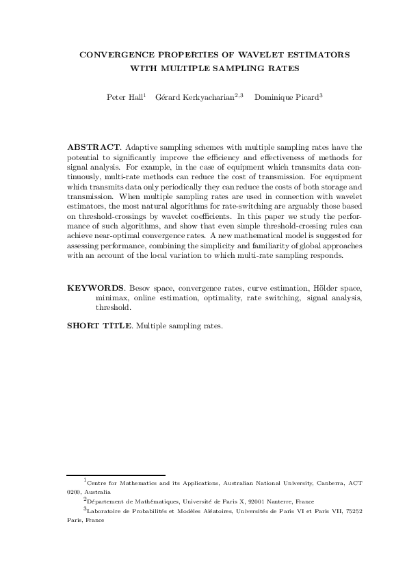 (PDF) Convergence properties of wavelet estimators with multiple ...