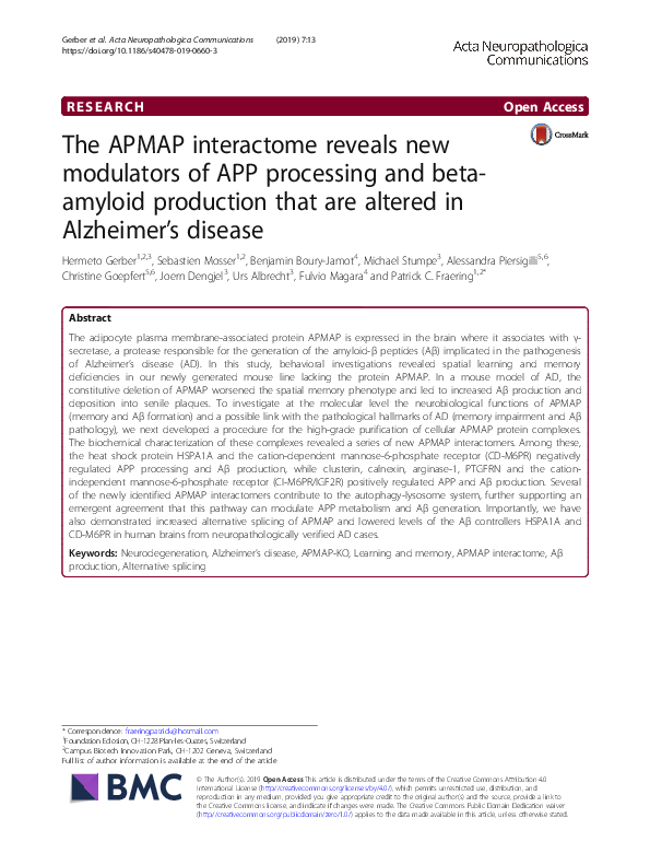 (PDF) The APMAP interactome reveals new modulators of APP processing ...