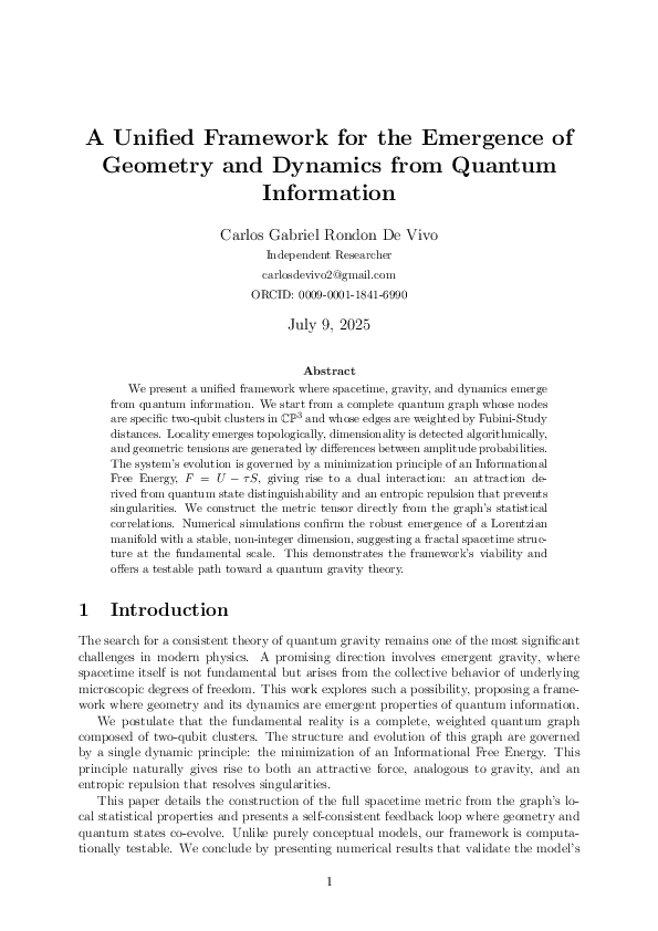 (PDF) A Unified Framework for the Emergence of Geometry and Dynamics ...
