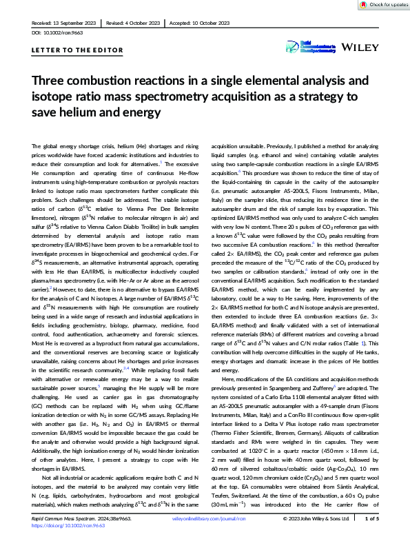 (PDF) Three combustion reactions in a single elemental analysis and ...