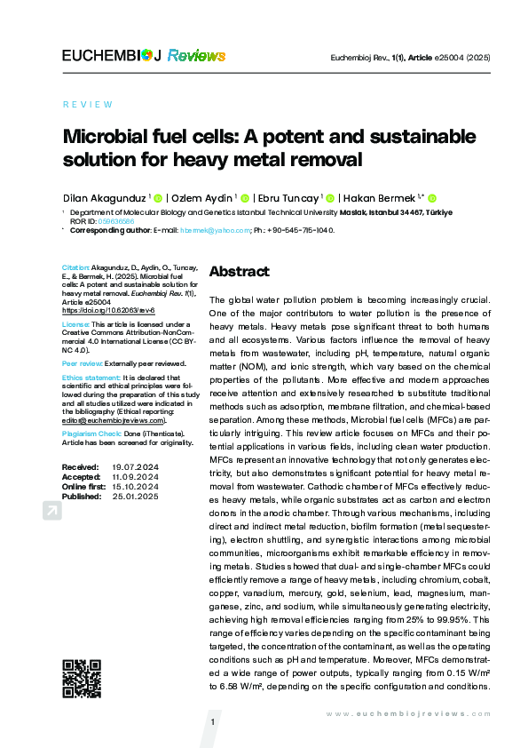 (PDF) Microbial fuel cells: A potent and sustainable solution for heavy ...