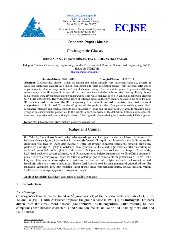 (PDF) Chalcogenide Glasses