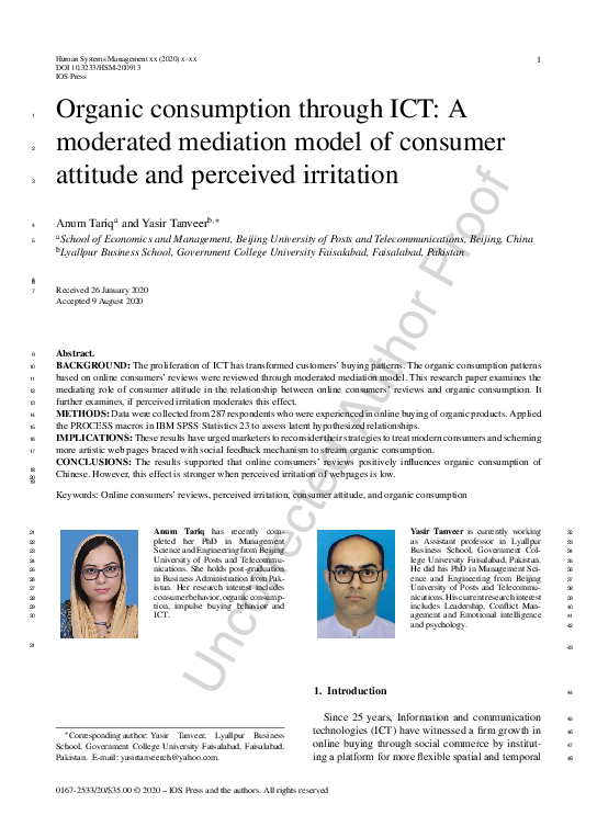 (PDF) Organic consumption through ICT: A moderated mediation model of ...