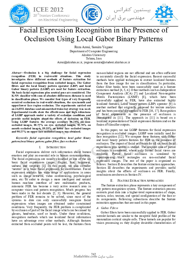 (PDF) Facial expression recognition in the presence of occlusion using local Gabor binary patterns