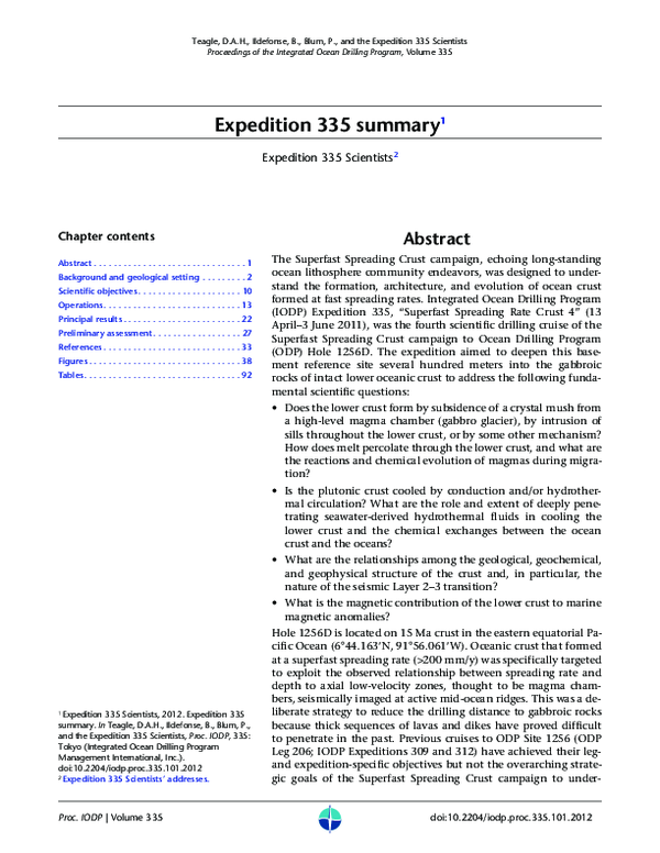 (PDF) Expedition 335 summary