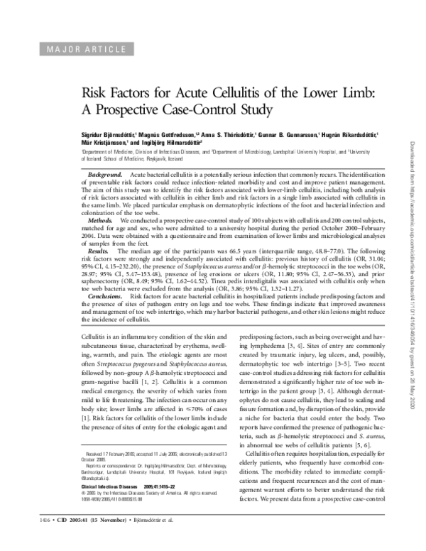 (PDF) Risk Factors for Acute Cellulitis of the Lower Limb: A ...