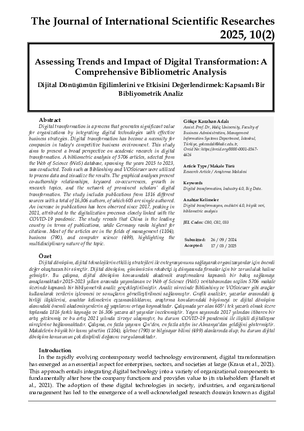 (PDF) Assessing Trends and Impact of Digital Transformation: A Comprehensive Bibliometric Analysis