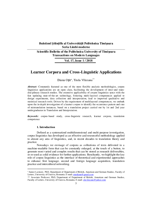 (PDF) Learner Corpora and Cross-Linguistic Applications