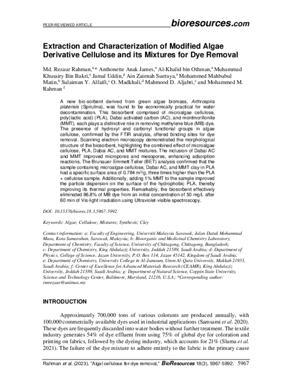 (PDF) Extraction and characterization of modified algae derivative ...
