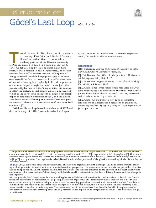 (PDF) Godel’s Last Loop