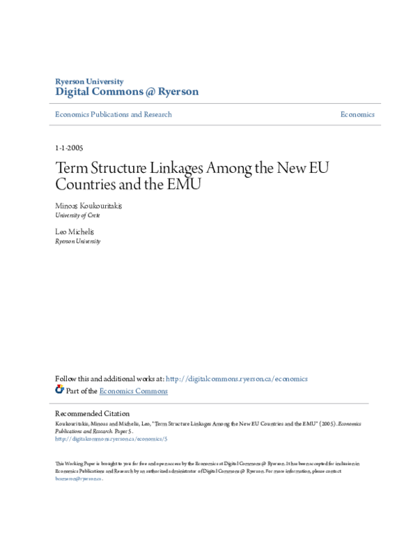 (PDF) Term Structure Linkages Among the New EU Countries and the EMU
