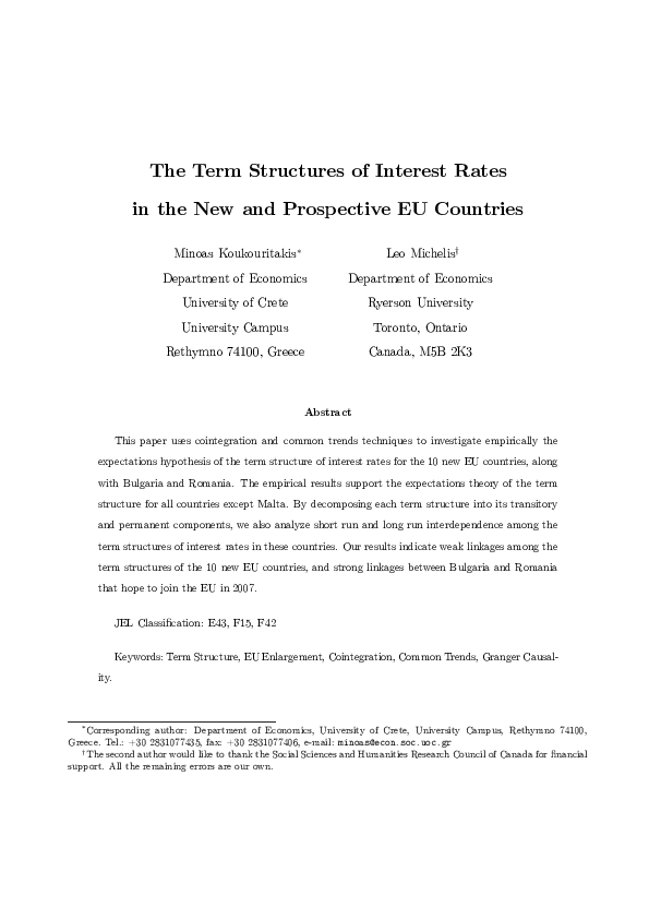 (PDF) The Term Structures of Interest Rates in the New and Prospective ...