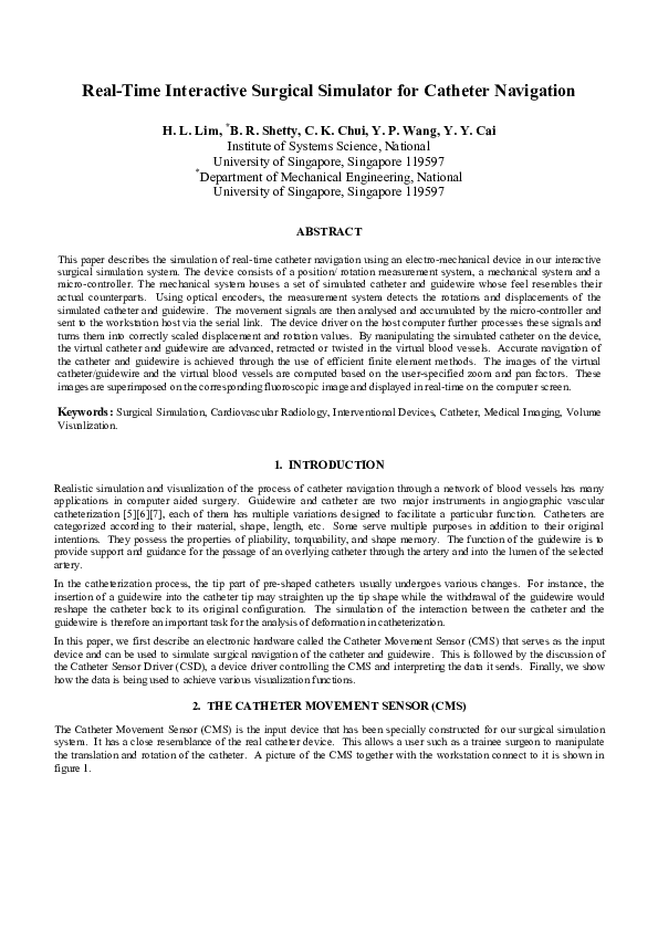 (PDF) Real-time interactive surgical simulator for catheter navigation