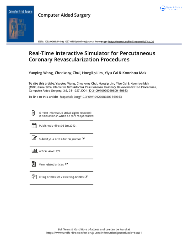 (PDF) Real-time interactive simulator for percutaneous coronary revascularization procedures