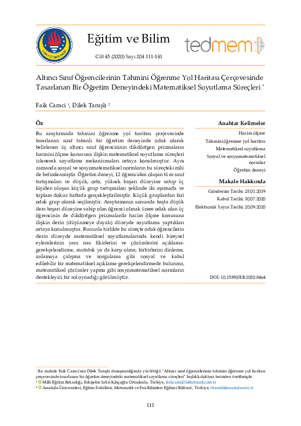 (PDF) Sixth-Grade Students’ Mathematical Abstraction Processes in a Teaching Experiment Designed ...