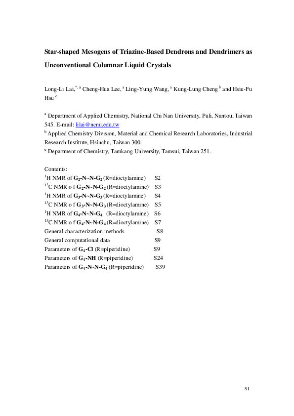 (PDF) Star-Shaped Mesogens of Triazine-Based Dendrons and Dendrimers as ...