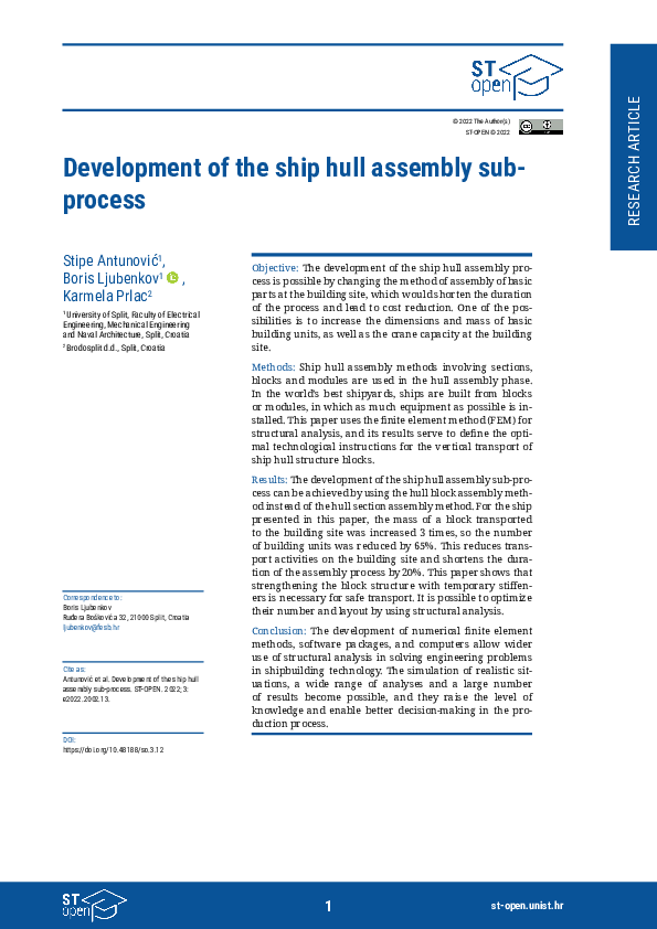 (PDF) Development of the ship hull assembly sub-process