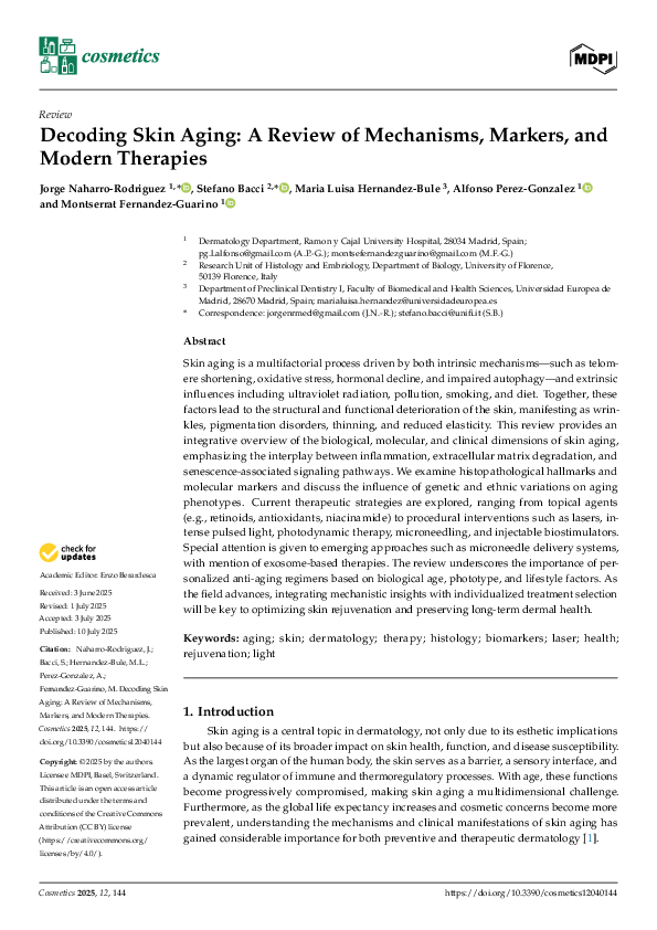 (PDF) Decoding Skin Aging: A Review of Mechanisms, Markers, and Modern Therapies