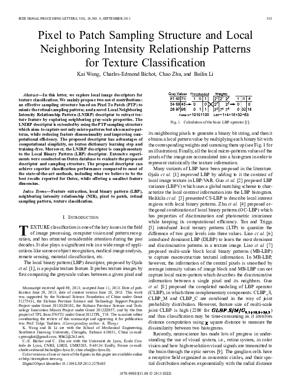 (PDF) Pixel to Patch Sampling Structure and Local Neighboring Intensity ...