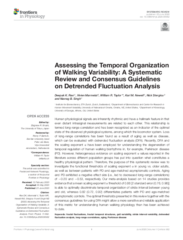 (PDF) Assessing the Temporal Organization of Walking Variability: A ...