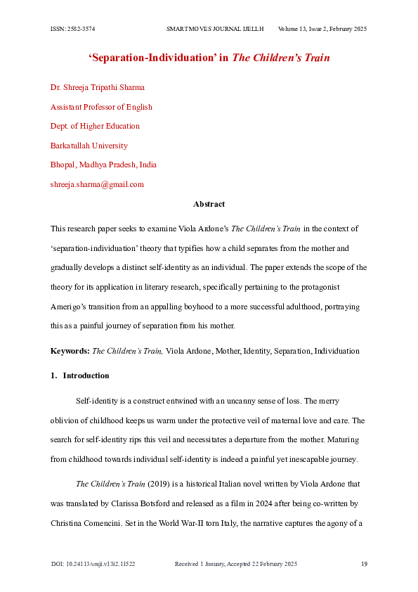 (PDF) 'Separation-Individuation' in The Children's Train