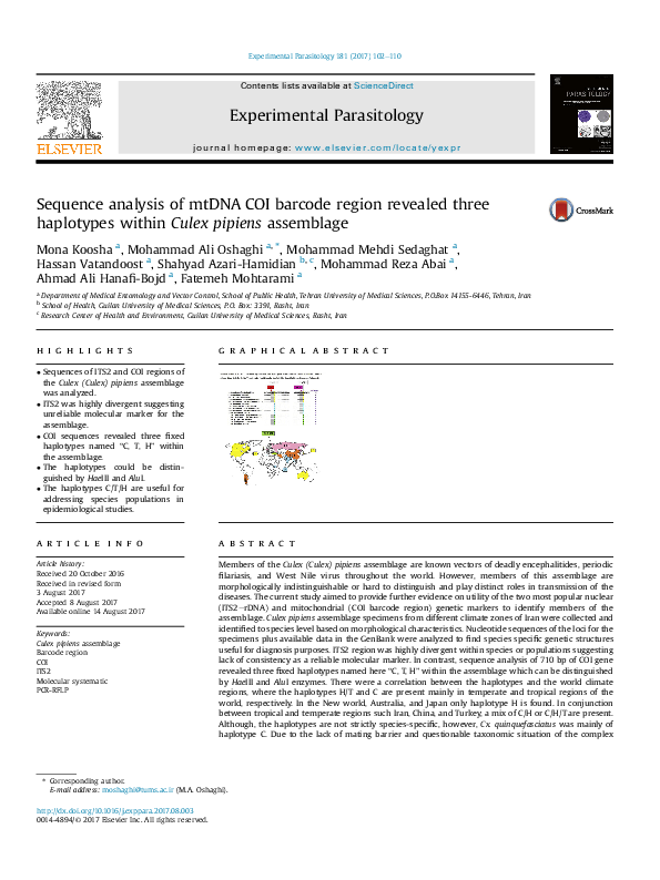 (PDF) Sequence analysis of mtDNA COI barcode region revealed three ...