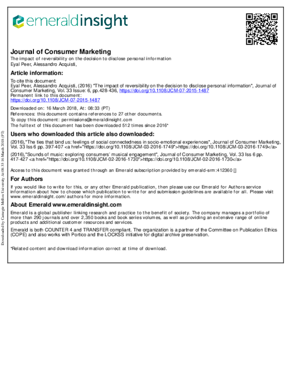 (PDF) The impact of reversibility on the decision to disclose personal ...