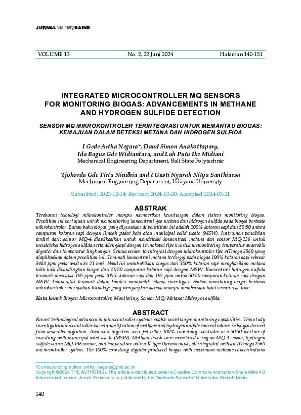 (PDF) Integrated microcontroller mq sensors for monitoring biogas ...
