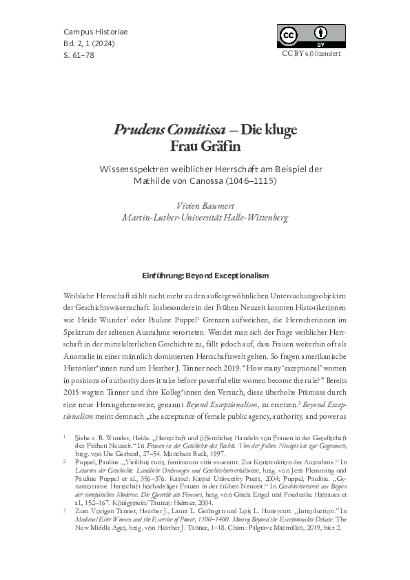 (PDF) Prudens Comitissa - Die kluge Frau Gräfin. Wissensspektren ...