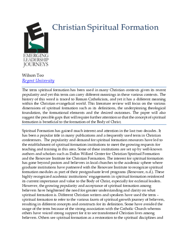 (PDF) Christian Spiritual Formation