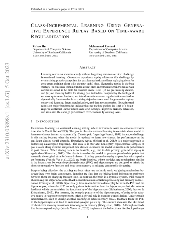 (PDF) Class-Incremental Learning Using Generative Experience Replay Based on Time-aware ...