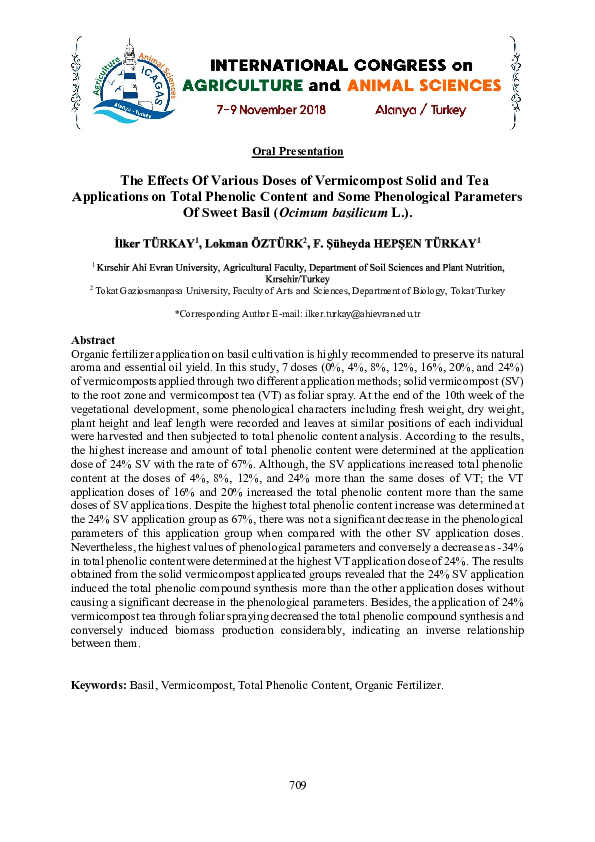 (PDF) The Effects of Various Doses of Vermicompost Solid and Tea ...