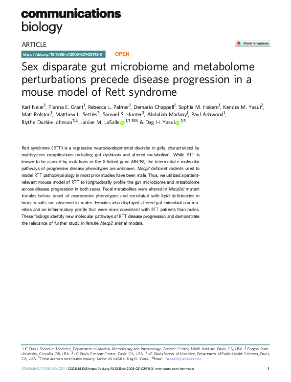 Pdf Sex Disparate Gut Microbiome And Metabolome Perturbations Precede