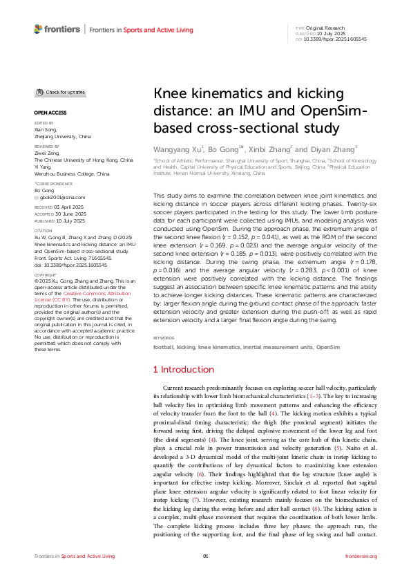 (PDF) Knee kinematics and kicking distance: an IMU and OpenSim based ...