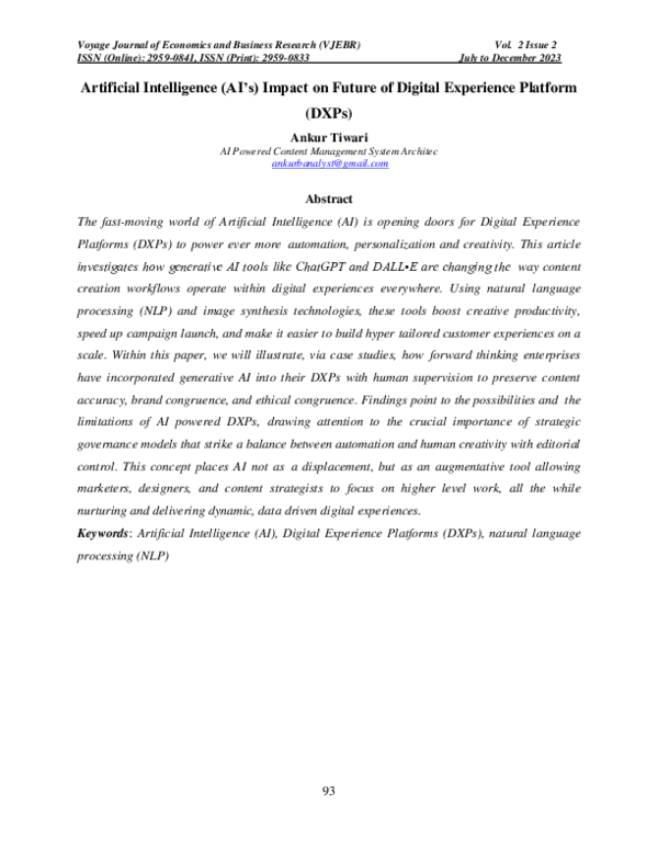 (PDF) Artificial Intelligence (AI's) Impact on Future of Digital ...