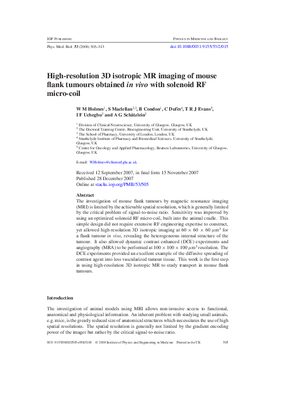 (PDF) High-resolution 3D isotropic MR imaging of mouse flank tumours ...